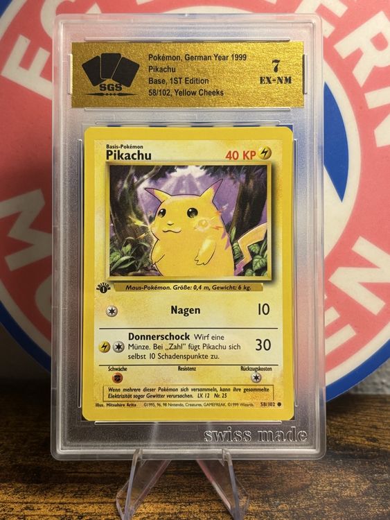 PSA 7 Pokemon TCG 1999 Pikachu #58 German 1st Edition Base (Neu (gemäss ...