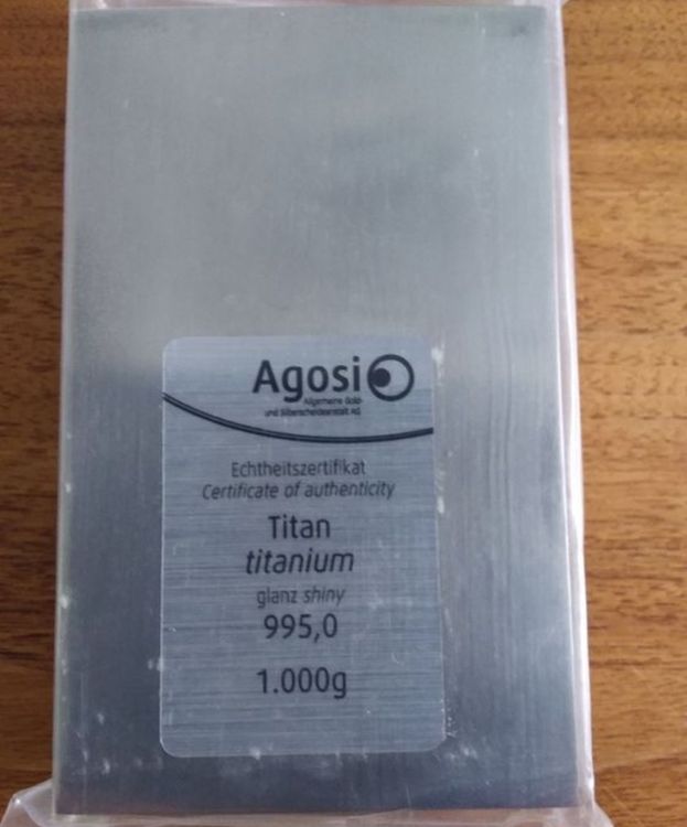 Titan Titanium 1kg barren Zertifikat (Neu und originalverpackt) in Dorf für CHF 220 – mit ...