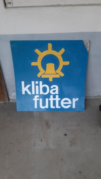Grosses antikes emailschild schild Kliba Futter ca. 90 x 90 (Gebraucht ...