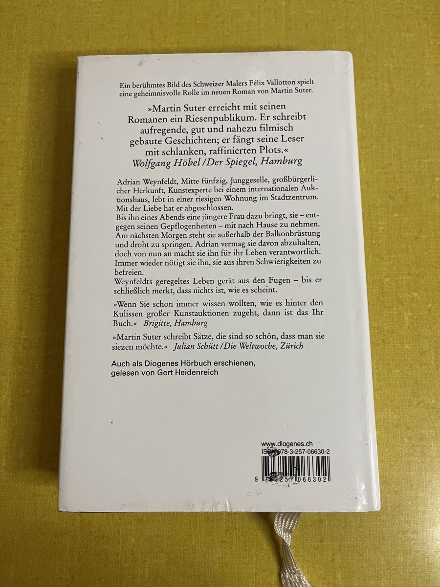 Martin Suter, Der letzte Weynfeldt, Roman, Diogenes Top! (Gebraucht) in ...