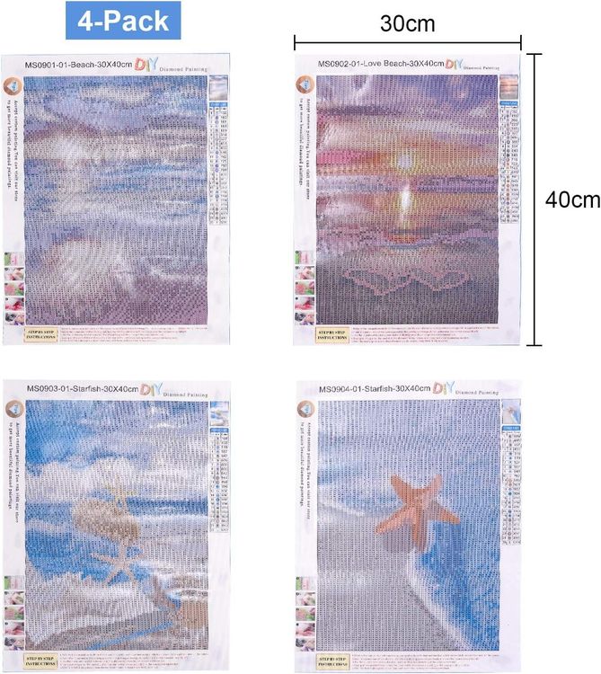 DIY 5D Diamant Painting 4 Stück 30×40cm Strand am Meer (Neu (gemäss ...