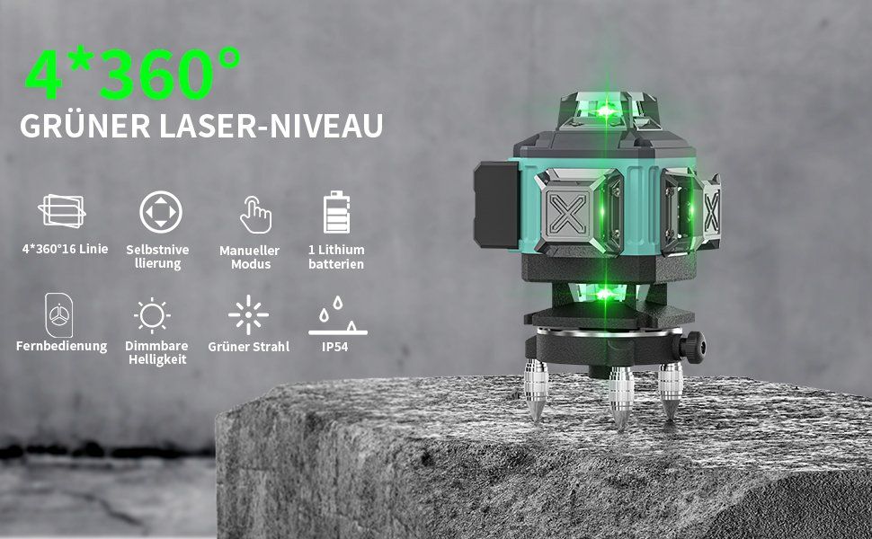Grün 360° Linienlaser 4D mit 16 Linien (Neu und originalverpackt) in ...