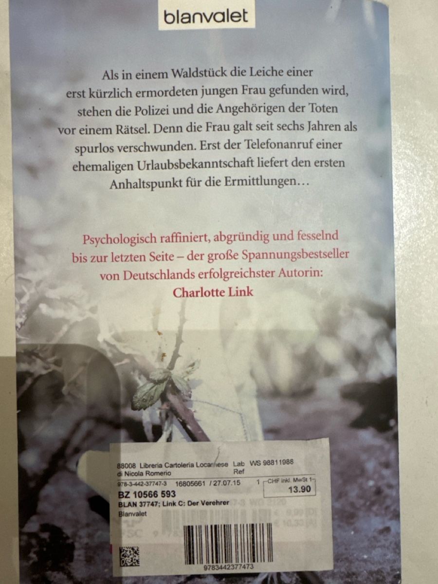 Charlotte Link - Der Verehrer, Roman, Top Zustand! (Gebraucht) in ...