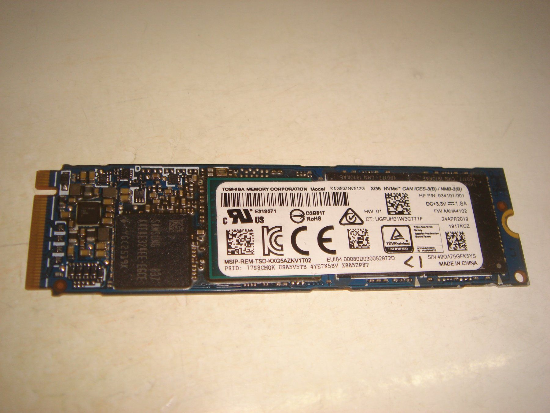 1 stück 512gb m.2 nvme ssd. Toshiba. Details siehe Bildern. (Gebraucht ...