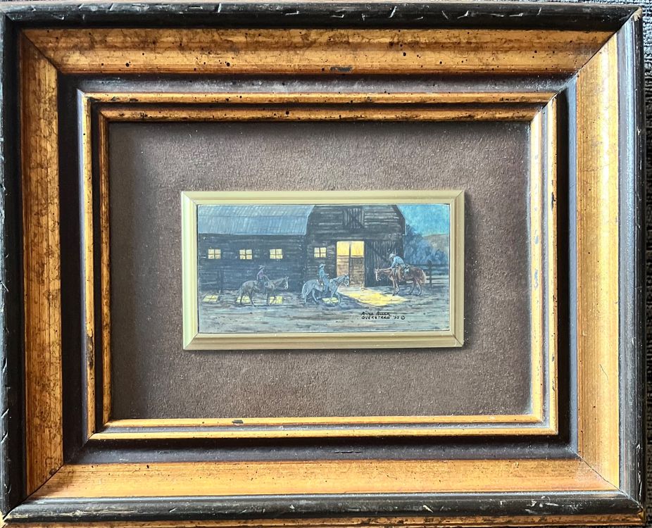 Vor Dem Pferdestahl Gemälde Unleserlich signiert | Kaufen auf Ricardo