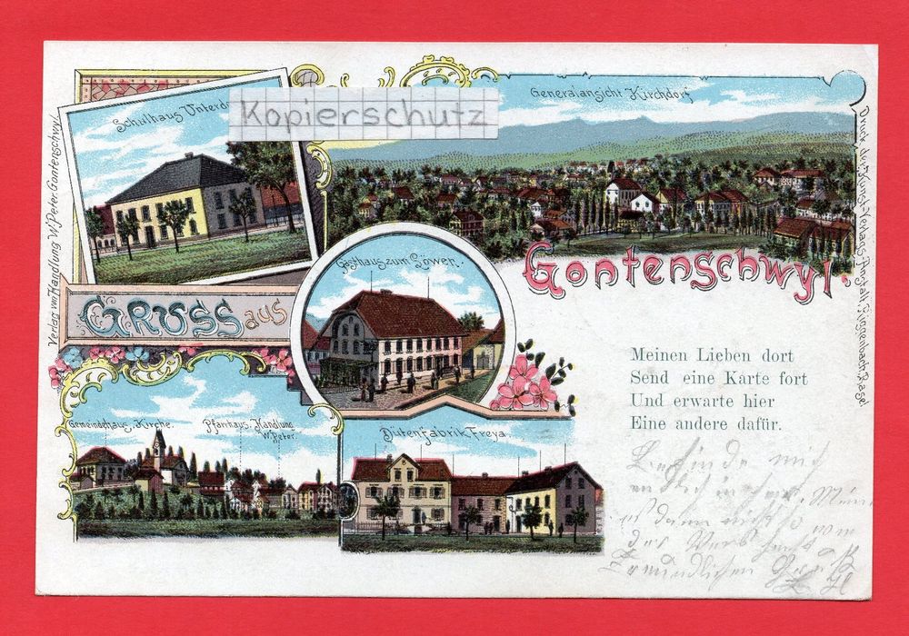 Gruss aus Gontenschwyl (AG) Bezirk Kulm 5-Bild Farb-Litho | Kaufen auf Ricardo