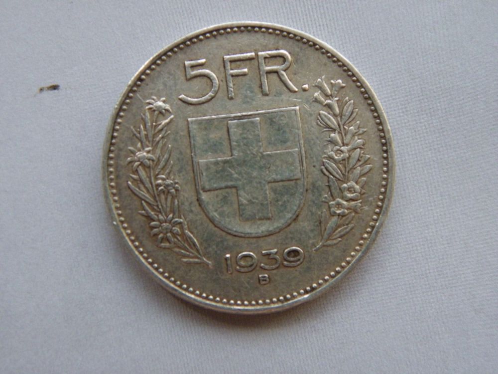 Schweiz 5 Franken 1939, Gebraucht (Gebraucht) in Untersiggenthal für CHF 8 – mit Lieferung auf ...