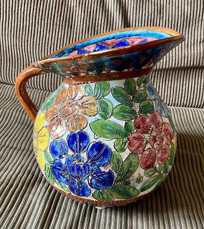 Keramik-Krug / Vase Blumenmuster | Kaufen auf Ricardo