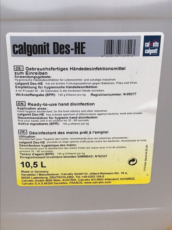 Hand- und Flächendesinfektionsmittel calgonit Des-HE (Neu und ...