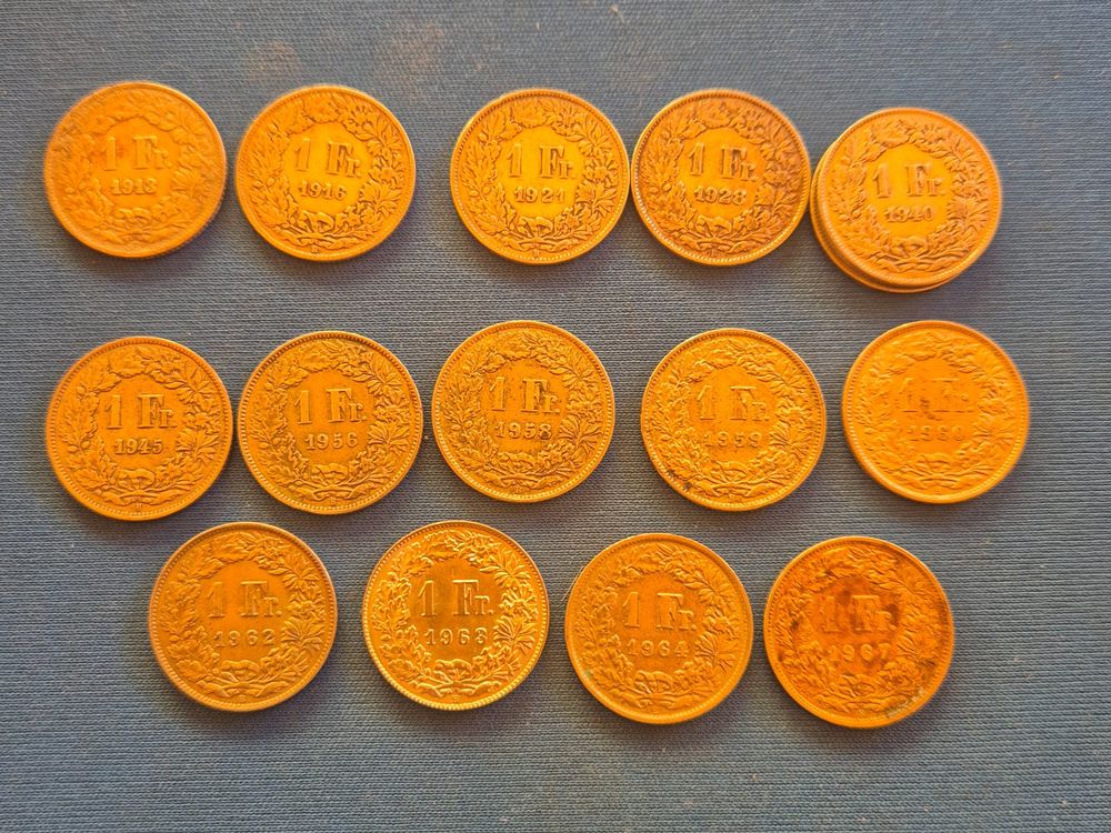 15x 1 franc 1913 - 1967 (D'occasion) à Erde pour CHF 71 – avec livraison | Acheter sur Ricardo