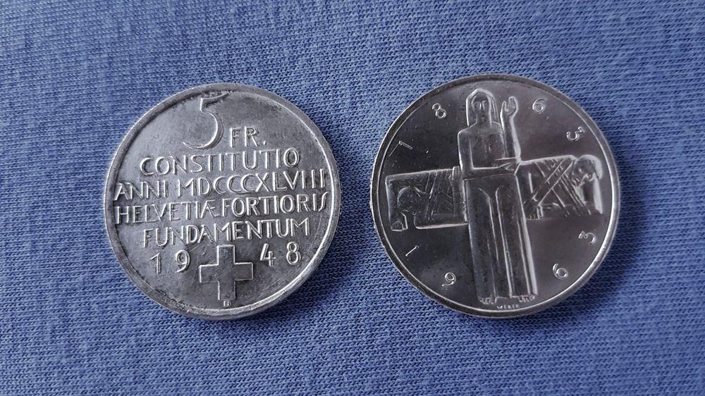2 x 5 Franken Silber Gedenkmünzen 1948-1963 ab nur 1 Fr !!! (Gebraucht) in Camignolo für CHF 18 ...