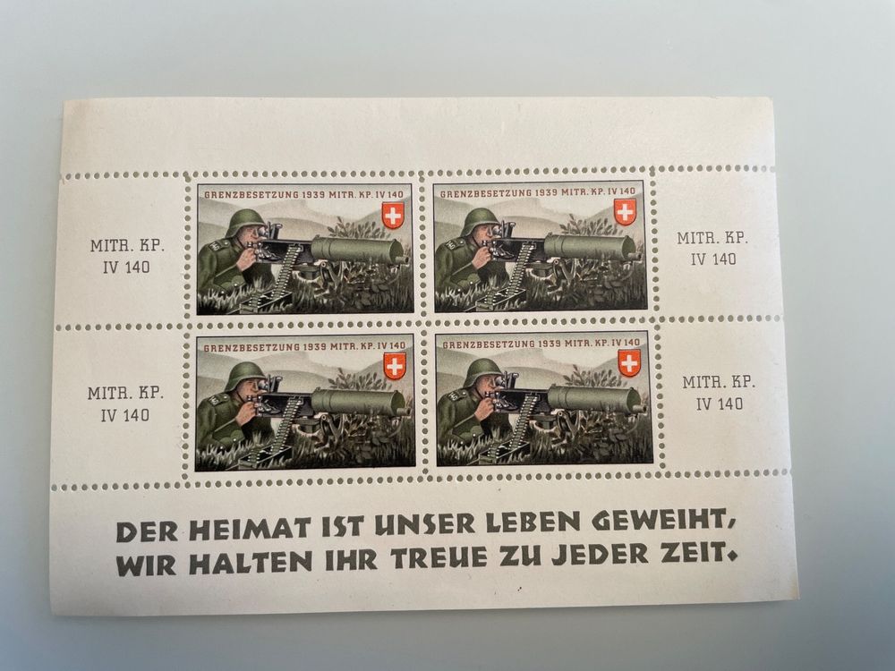 Soldatenmarken Viererblock 1939 Grenzbesetzung MITR KP IV140 | Kaufen auf Ricardo