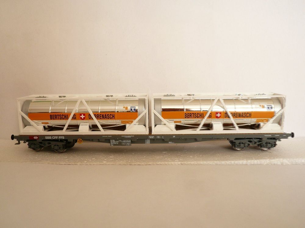 HAG H0 DC SBB RUNGENWAGEN MIT 2 BERTSCHI CONTAINER NEU + OVP (Neu und originalverpackt) in ...