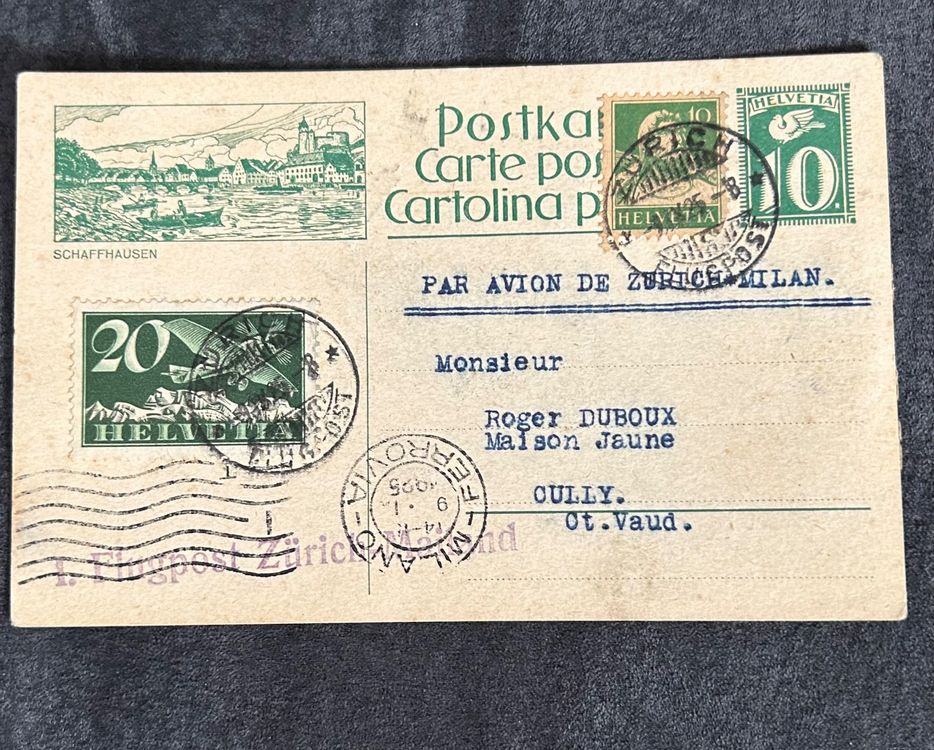 Ancienne carte postale Zurich 1935 - Par avion (Gebraucht) in Carouge GE für CHF 3 – mit ...