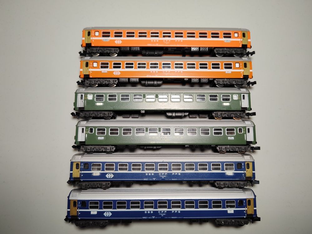 6x Minitrix SBB Personenwagen (3x 3070, 2x 3026 und 2x 3067) (Gebraucht ...