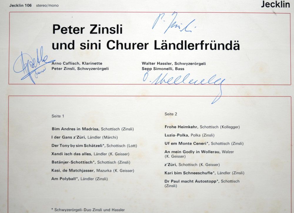Peter Zinsli Und Sini Churer Ländlerfründa mit AUTOGRAMMEN (Gebraucht ...