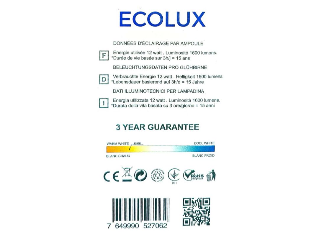 ECOLUX A60 LED 12W 2700K (10 pièces) (Neu und originalverpackt) in ...