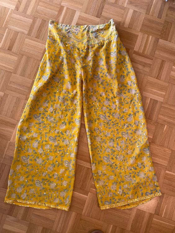 VINTAGE transpasparente, gelbe Seidenhose Gr. L | Kaufen auf Ricardo