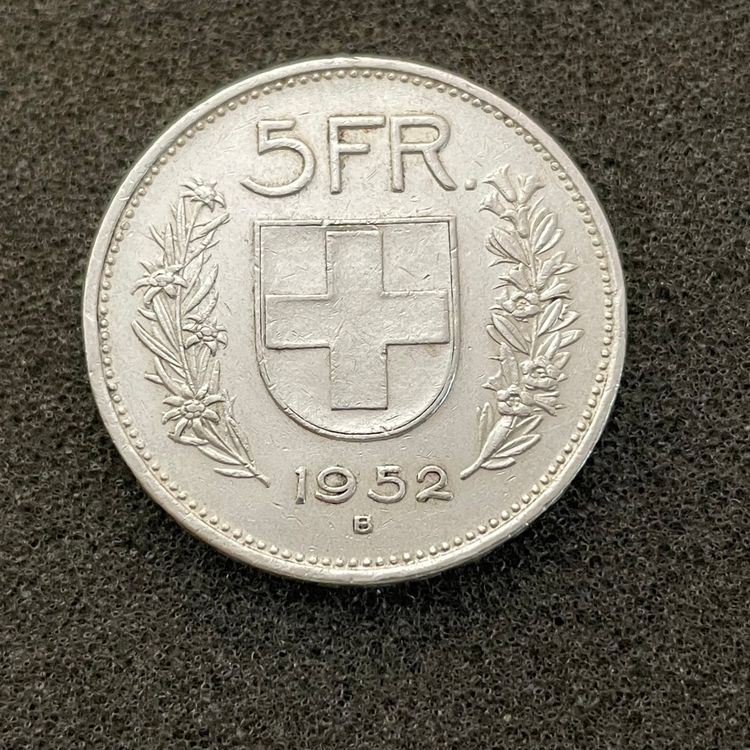 5 Franken Silber 1952 - selten 2 (Gebraucht) in Reitnau für CHF 23 – mit Lieferung auf Ricardo ...