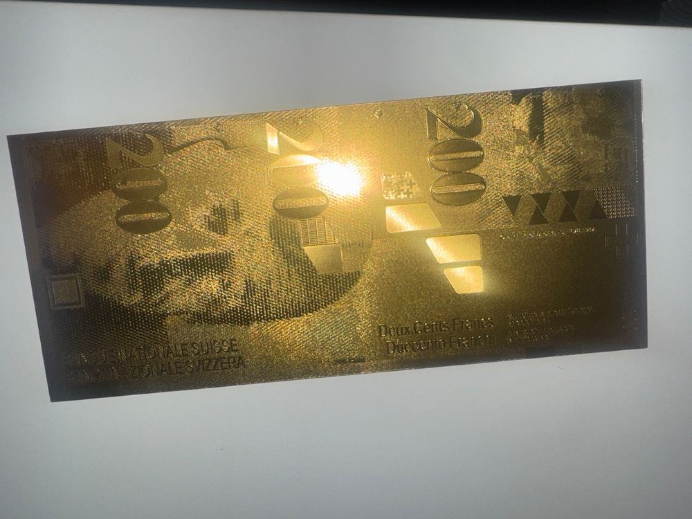 Schweizer Banknote vergoldet 200.- *Neu (Neu (gemäss Beschreibung)) in ...