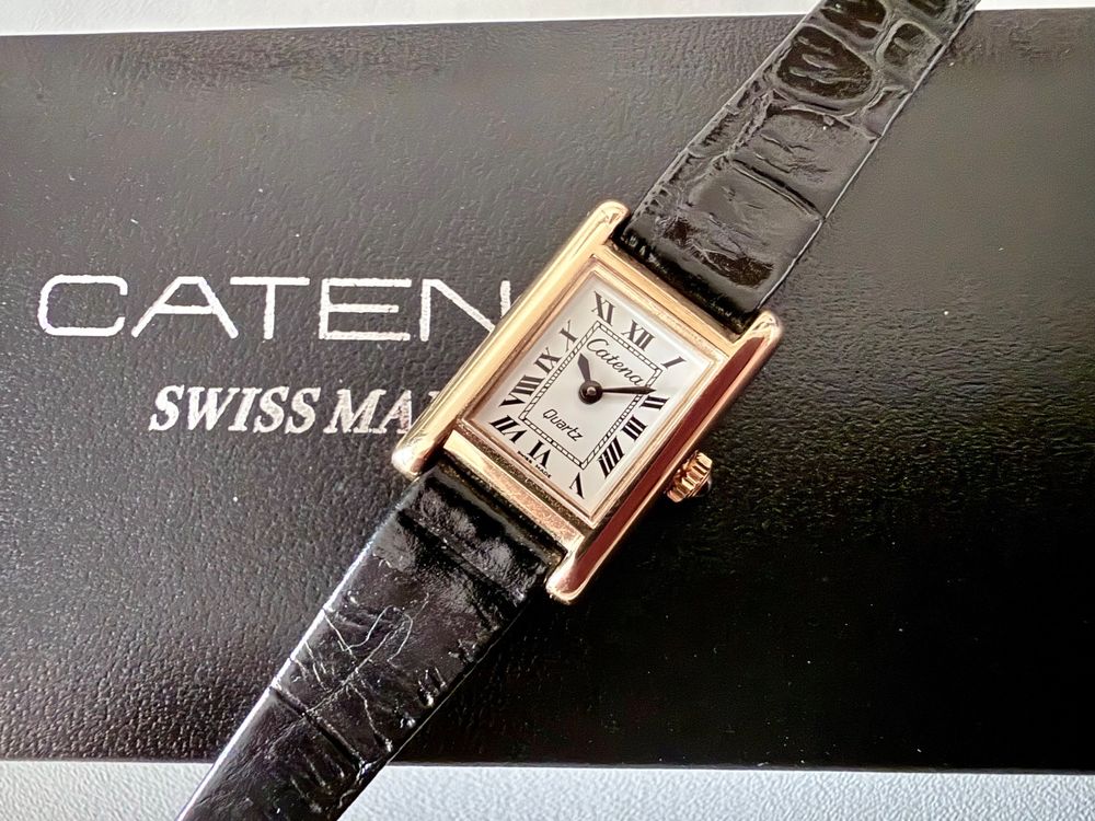 CATENA “Tank” type, X-Small, Plaqué or, Quartz, Swiss (Neuf avec ...