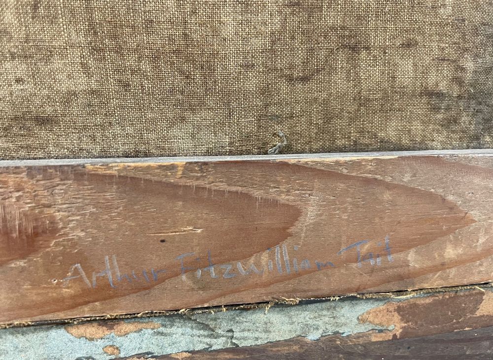 Antikes grosses Gemälde Jäger mit Hunde beschriftet | Kaufen auf Ricardo