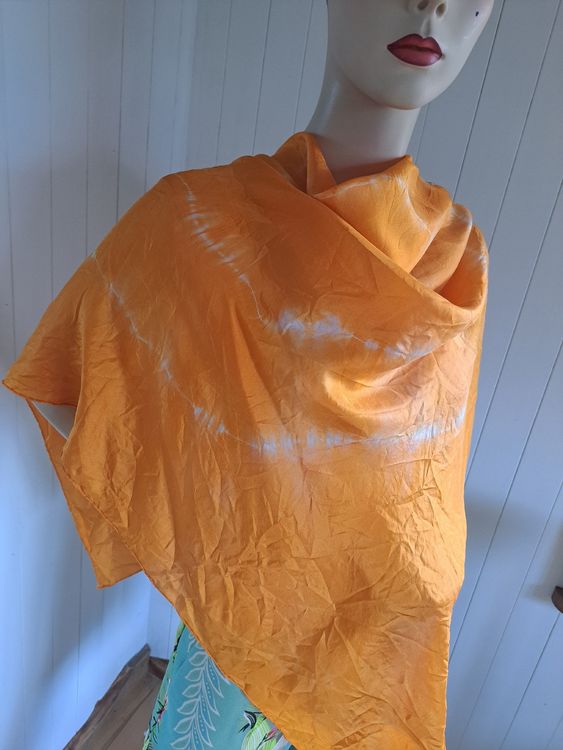 Batik Foulard Seidentuch orange Tuch Seide Carré Halstuch (Gebraucht ...