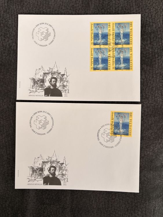 2 enveloppes 2001 Arnold Böcklin Helvetia 180! Rare (Neuf (Voir ...