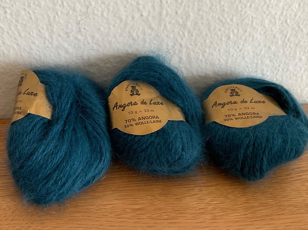 70% Angora 30% Wolle Strickwolle 3 x 10 gr Petrol (Neu (gemäss ...
