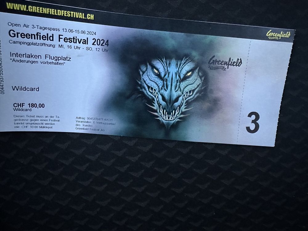 Greenfield 2024 3-Tagespass, Ticket (Neu und originalverpackt) in Nottwil für CHF 225 – mit ...