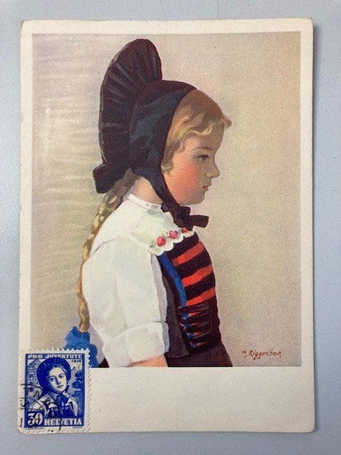 Karte Trachtenmädchen Pro Infirmis, Marke Pro Juventute 1936 (Gebraucht) in Luzern für CHF 4 ...