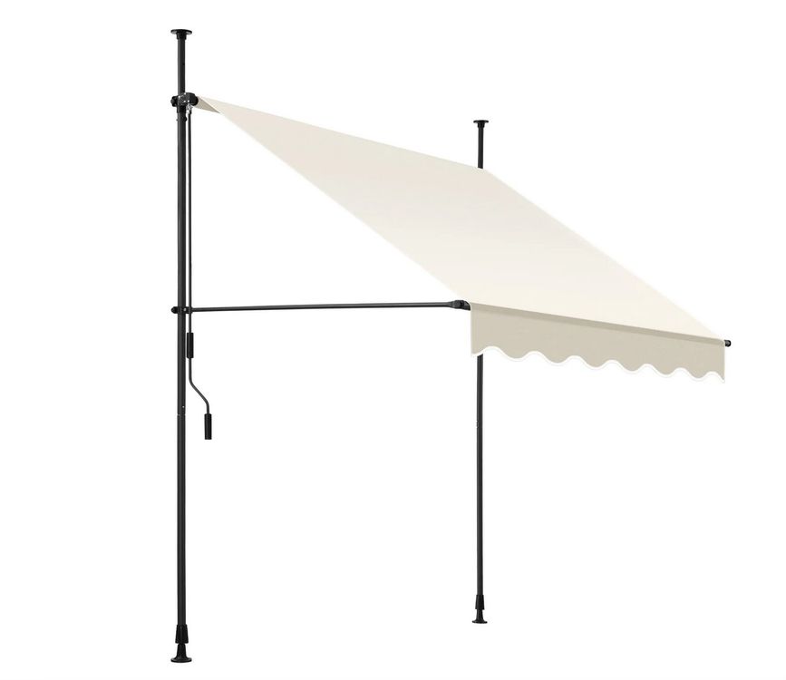 Klemmmarkise beige 150 x 180 cm mit HandkurbelUV-beständige (Neu ...