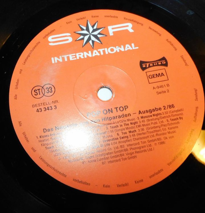 Neue Fundschätze - LP Schallplatte Pop on Top - 1986 (Gebraucht) in ...