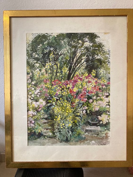 Aquarell Bild Garten von Carolina Boller mit Rahmen ca 60/80 | Kaufen auf Ricardo