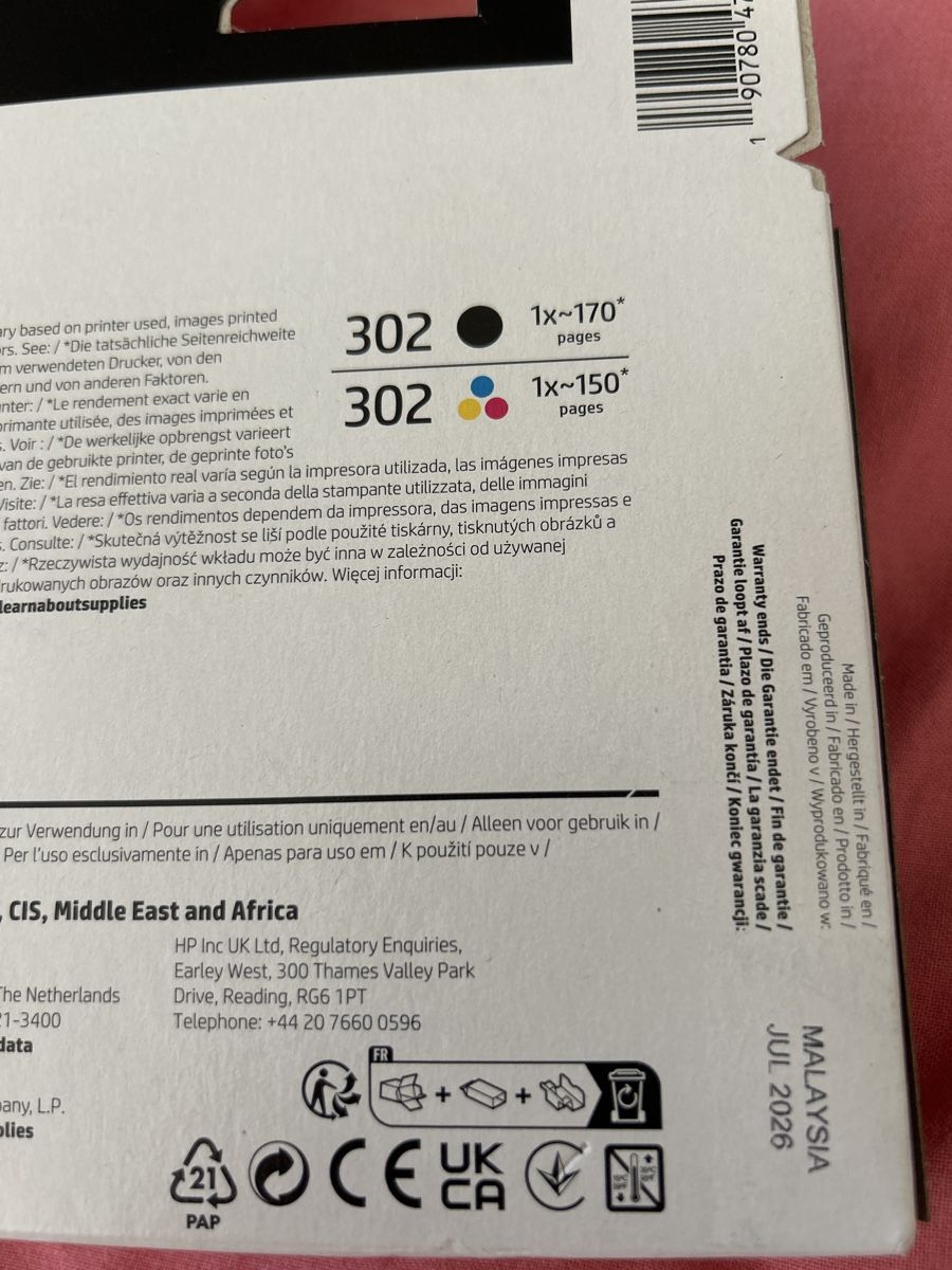 HP 302 Original Tintenpatrone X4D37AE Schwarz, Cyan, Magenta (Neu und ...