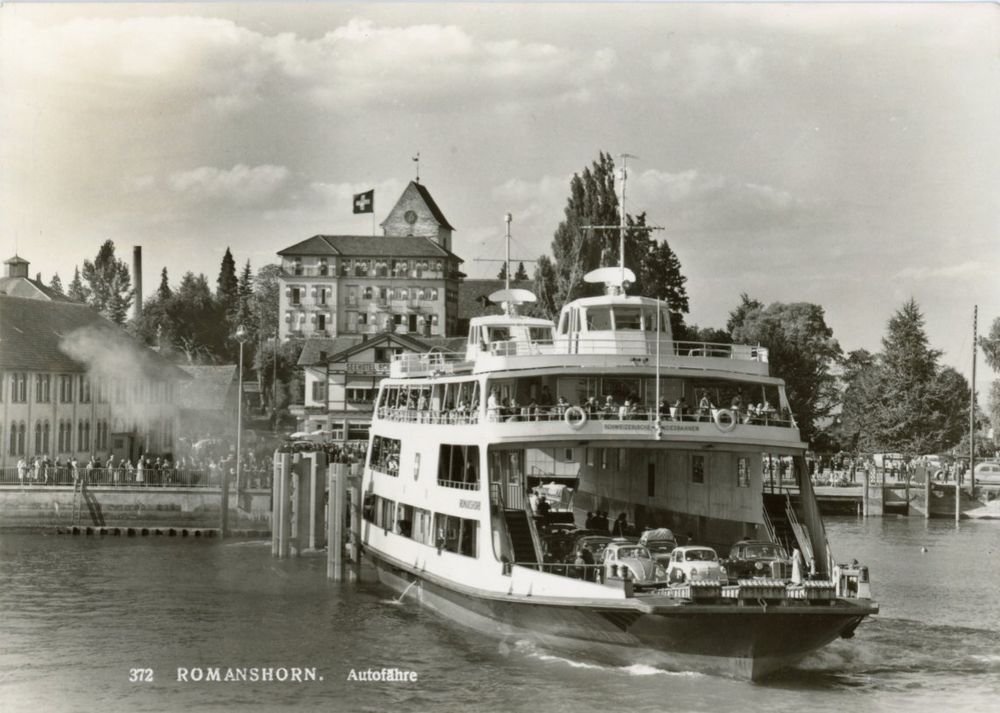Romanshorn TG - Autofähre belebt um 1965 (Gebraucht) in Niedergesteln für CHF 6.2 – mit ...
