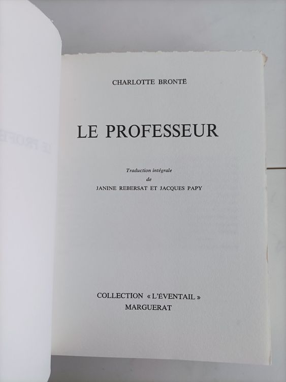 Le professeur / Charlotte Brontë / L'éventail Marguerat 1971 (D ...