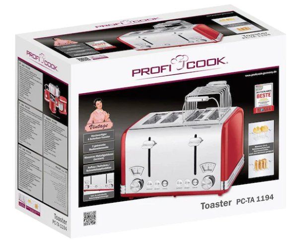 ProfiCook PC-TA 1194 rot - 4 Scheiben-Toaster (Neu (gemäss Beschreibung ...