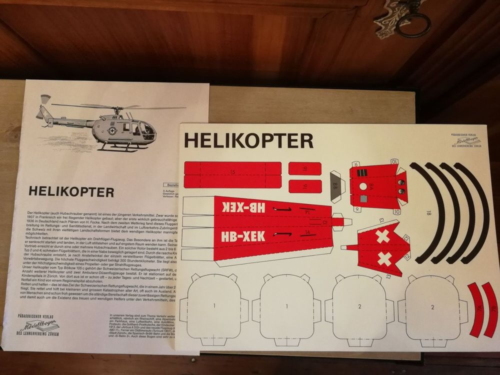 Helikopter Swiss Air Rega, Bastelbogen (Neu (gemäss Beschreibung)) in ...
