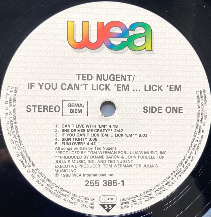 TED NUGENT - IF YOU CAN'T LICK'EM (Gebraucht) in Poliez-Pittet für CHF ...