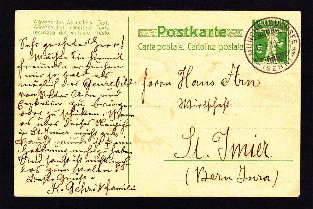 BÄRENKARTE Orig. Zeichnung K.Gehri, 1910 (Gebraucht) in Wikon für CHF ...