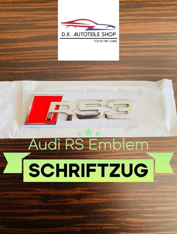 Audi RS3 Emblem Schriftzug Logo aus Metall NEU in Rot/Chrom | Kaufen ...