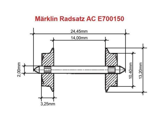 Märklin H0 Wechselstromradsatz 10 Stück D=10,4mm, L=24,45 mm (Neu (gemäss Beschreibung)) in ...
