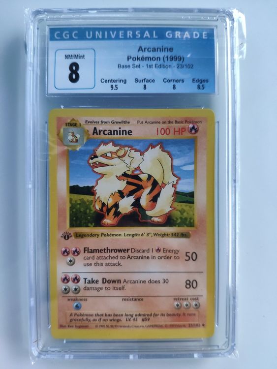 Pokemon Arcanine Base 1. First Edition Shadowless CGC PSA 8 (Neu ...