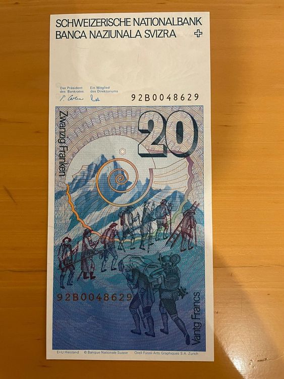 Sechste Banknotenserie 20 CHF | Kaufen auf Ricardo
