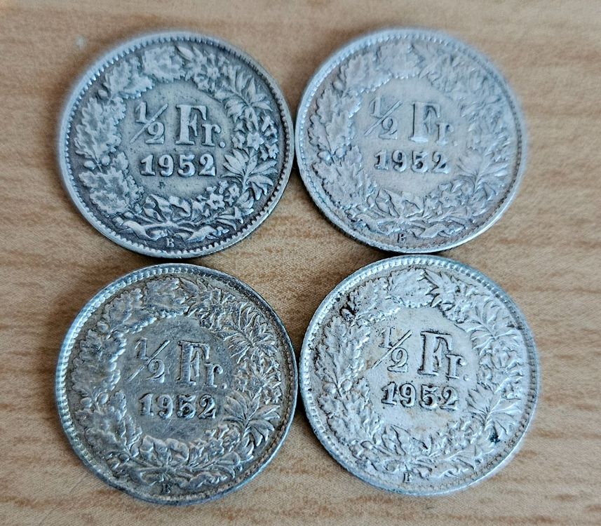 4 Stk. 50 Rappen von 1952. Silber Münzen (Gebraucht) in Möriken AG für CHF 6 – mit Lieferung auf ...