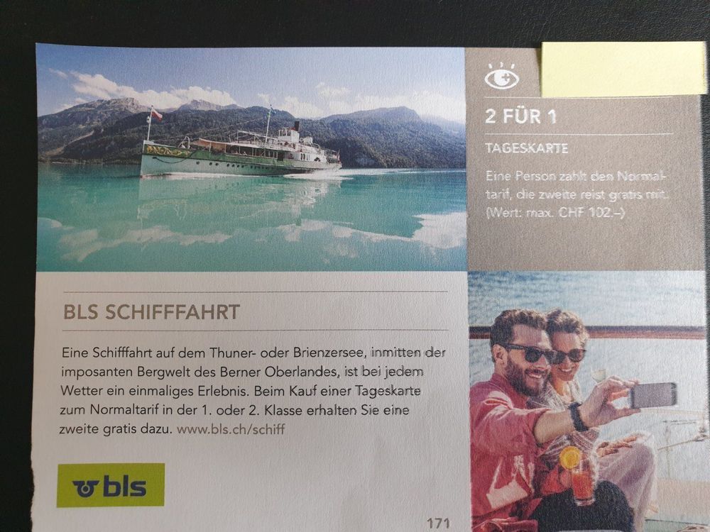 2 für 1 Tageskarte BLS Schifffahrt | Kaufen auf Ricardo