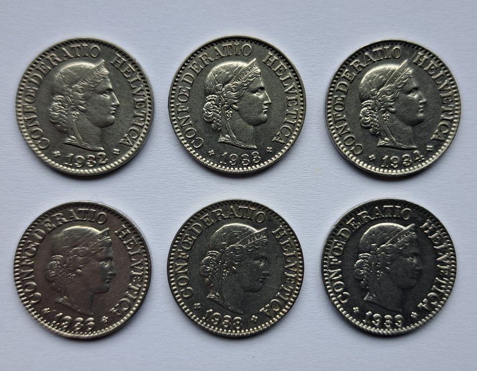 10 Rp. 1932 1933 1934 1936 1938 1939 (Gebraucht) in Mollis für CHF 6 ...
