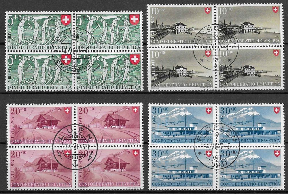 1947: Pro Patria Viererblock Serie Nr.B34-37 Orts-ET (Gebraucht) in Walperswil für CHF 21 – mit ...