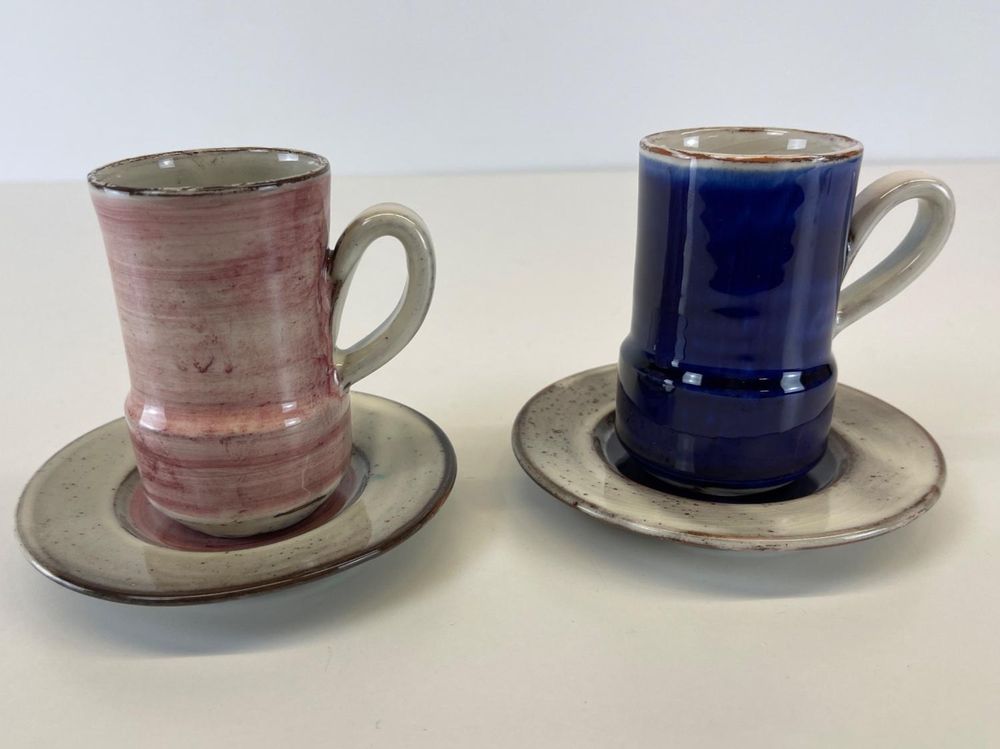 2 Keramik Tassen mit Unterteller von WILLY STEINLIN ca. 1960 (Gebraucht ...